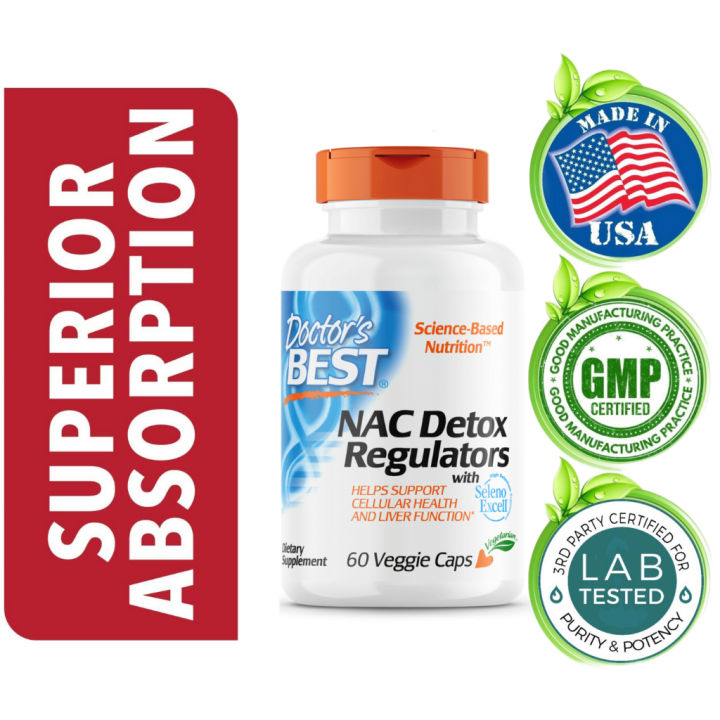 Real NAC Doctor's BEST N-Acetyl Cysteine for Cellular Health, Detox ...