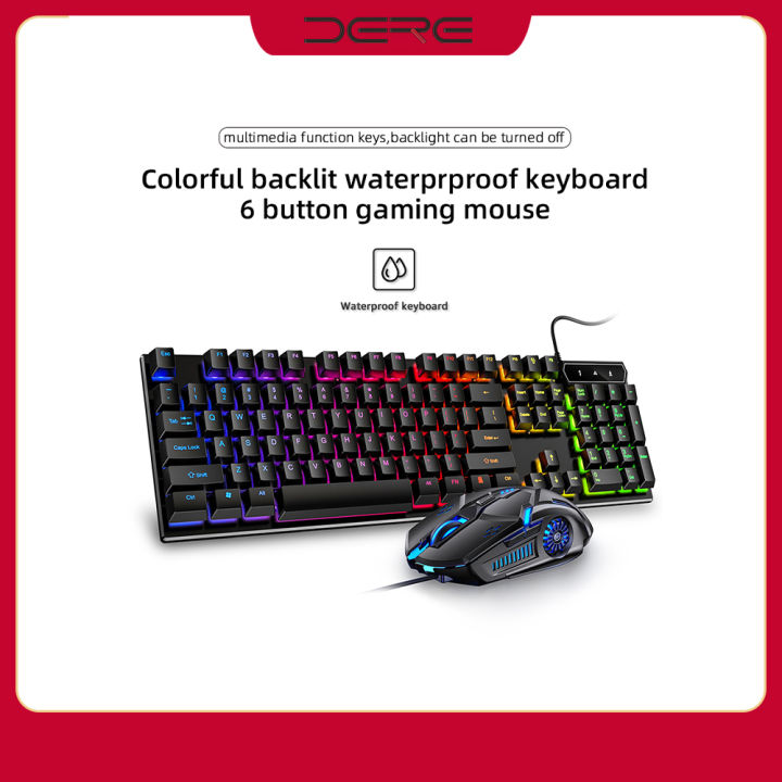 Dere Gaming Keyboard and Mouse Set for PC Laptop Desktop Computer USB ...