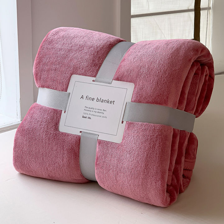 Solid Color Flannel Blankets Skin-friendly Warm Air Conditioning Blanket Nap Shawl Blanket Home ...