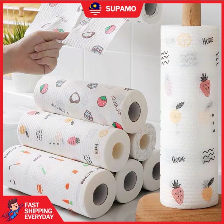 SUPAMO 50Pcs Per Roll Cleaning Cloths Lazy Rags Dry Washable Disposable ...