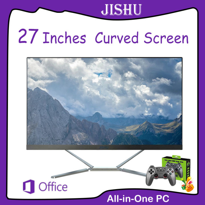 JISHU 32G+1T Curved 27 Inch All in One Desktop Computer Unit Monitor is ...