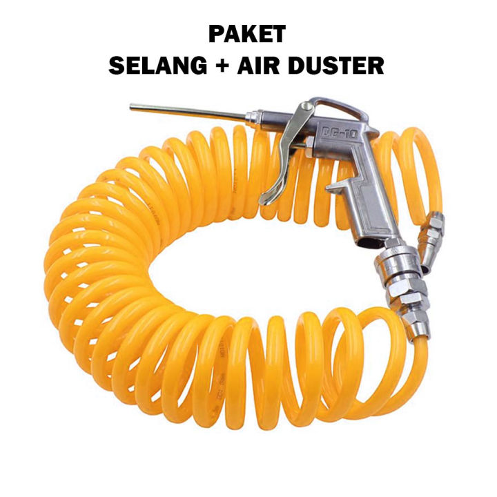 Paket Alat Service 2in1 Selang Angin Kompresor Recoil Spiral 12 Meter - Alat Semprot Angin Air ...