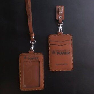 NAME TAG HOLDER KULIT ASLI SAPI - ID CARD HOLDER KULIT - GANTUNGAN ...