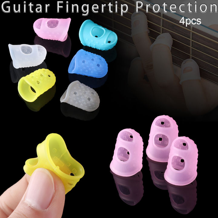 4pcs/set XS/S/M/L/XL Antipain Silicone Non-slip Finger Guards Guitar ...