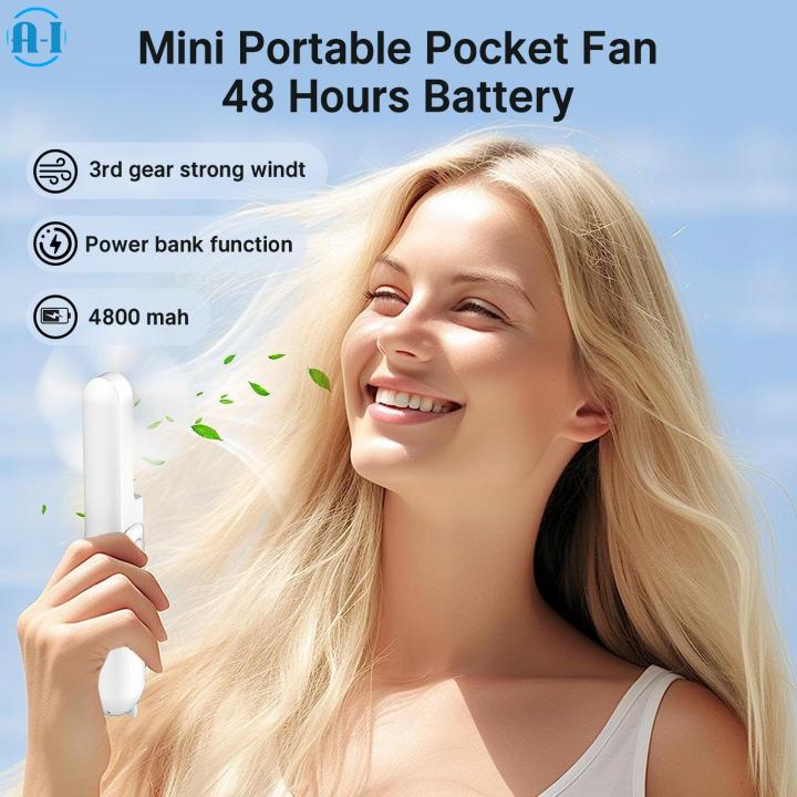 Rechargeable 2-in-1 Mini Fan - Portable Handheld Folding Fan with 3 ...