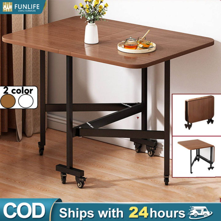 Folding Dining Table With Wheels Movable Foldable Table Desk Foldable ...