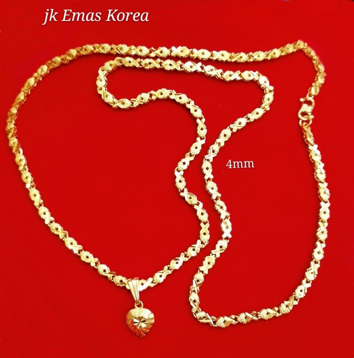 RANTAI leher EMAS bangkok Necklace new 60cm+ love pendant | Lazada