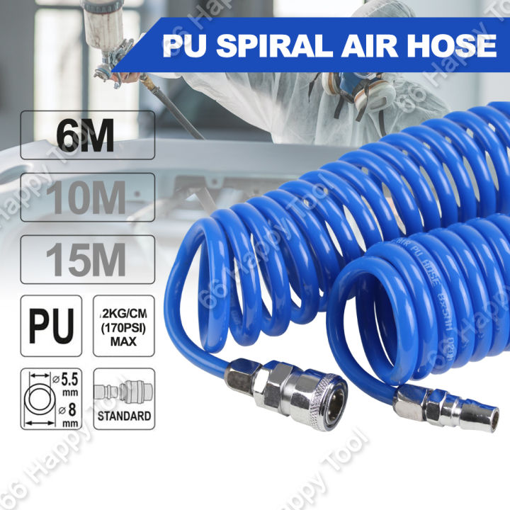 PU Air Hose Flexible Spiral Recoil Air Pipe Polyurethane Pneumatic Spring Tube for Compressor ...