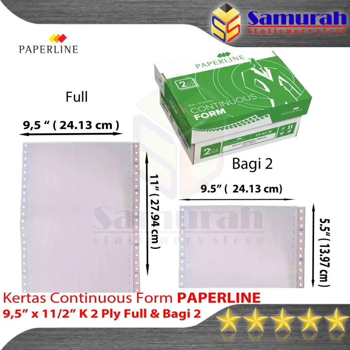 Kertas Continuous Form Paperline 9,5 x 11 K2 W Full 2 PLY NCR / 9,5 x ...