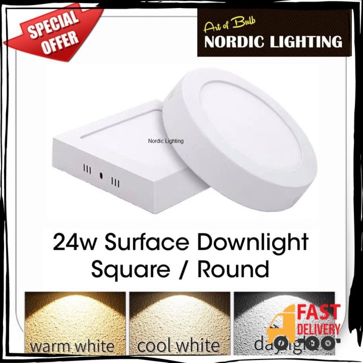 1Pc 24W 12 inch Lampu Hiasan Surface Light LED Round / Square Surface ...