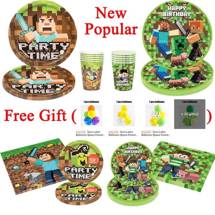 Mining Pixel Game Craft Minecraft Birthday Party Tableware Supplies ...