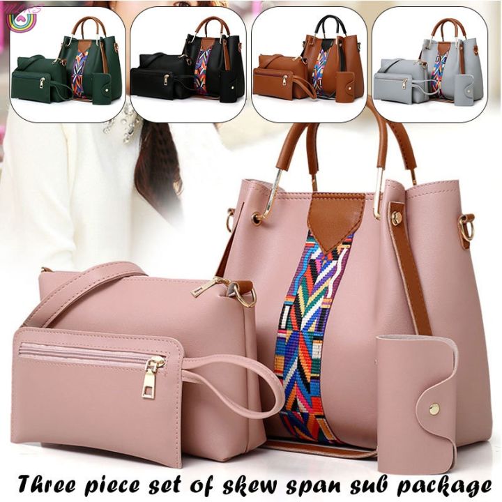 g2ydl2od9 MS 4pcs Set Ladies Handbag Shoulder Messenger Bag PU Leather ...