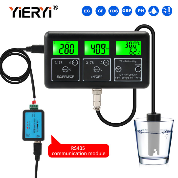 Yieryi 7-in-1 Digital Water Quality Tester Meter with RS485 USB Module ...