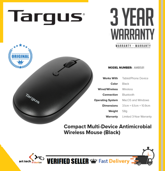 TARGUS AMB581AP Antimicrobial Wireless + Bluetooth Mouse | Lazada