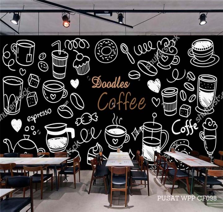 Wallpaper Custom 3d Dinding Animasi Coffee Shop | Lazada Indonesia