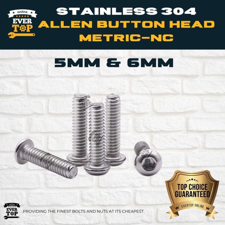 5MM (0.80P) 6MM (1.0P) STAINLESS ALLEN BUTTON HEAD METRIC-NC | Lazada PH
