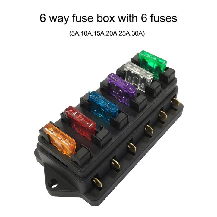 6 Way Fuse Holder Box Car Vehicle Automotive Circuit Blade Fuse Block ...