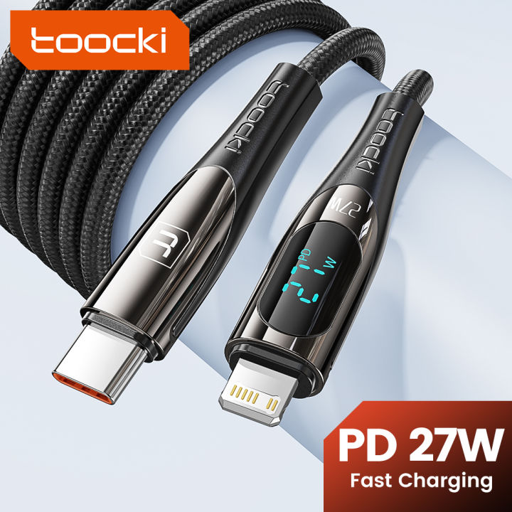 Toocki 2.4A PD 27W สายเคเบิลหลอดไฟ USB ประเภท C ถึง Lightning Fast สาย ...