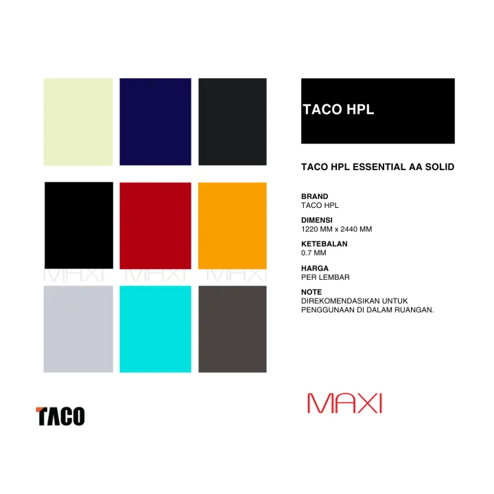Taco HPL Essential AA Solid TH-048AA - TH-037AA | Lazada Indonesia
