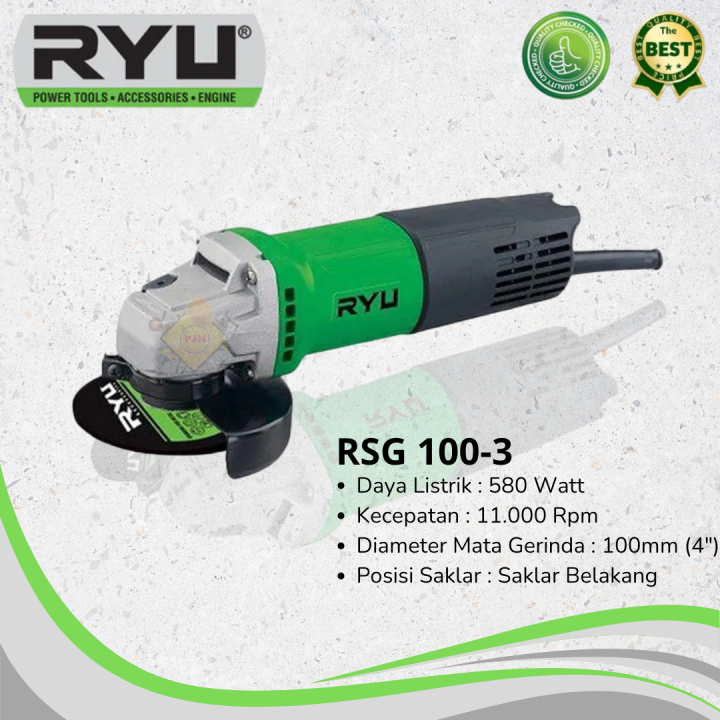 Ryu Gerinda Tangan 4 Inch / Angle Grinder 4inch RSG 100-3 - Gerinda 4 ...