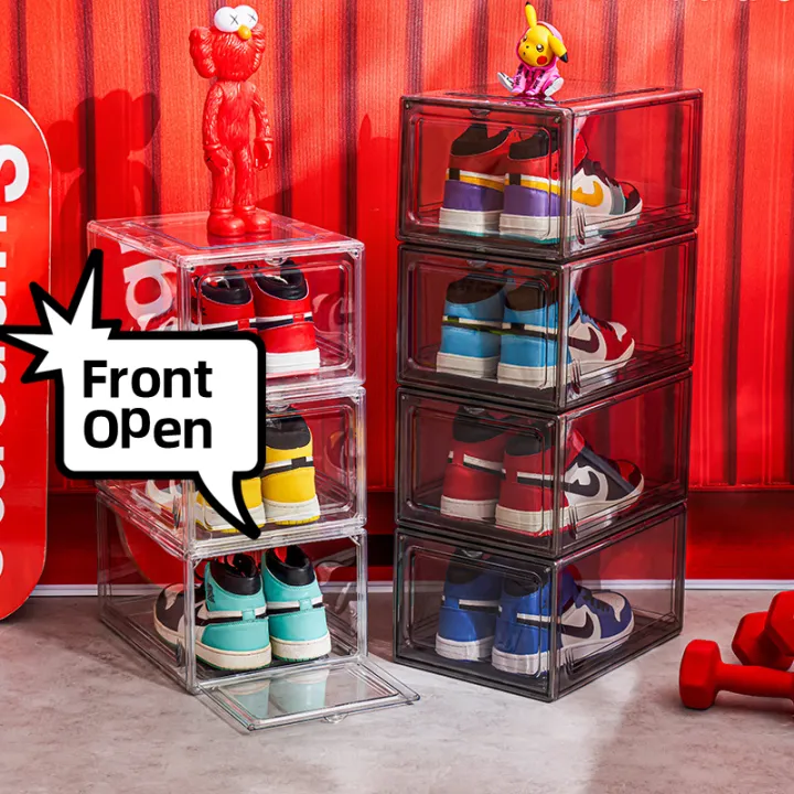 Magnetic Clear Stackable Acrylic Shoe Box Transparent Sneaker Shoes ...
