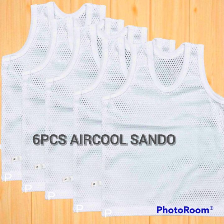 6pcs White AIRCOOL SANDO for Baby BOY Kids Butas-butas Sando Sleeveless ...