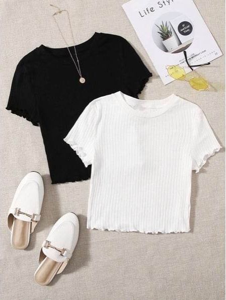 2mk Cotton Knit Lettuce Tops-Blouse Size Regular-Plus Size Trendy She ...