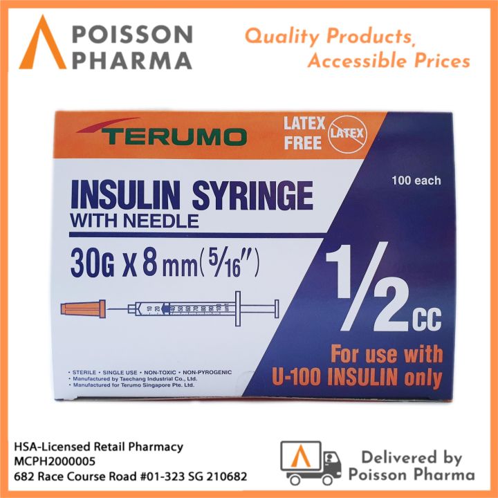 Terumo Insulin Syringe with needle (30G x 8mm) 1/2cc 100's | Lazada Singapore