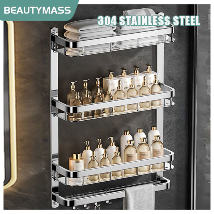 BM 304 Stainless Steel Bathroom Rack Bathroom Shelf Organizer Towel ...