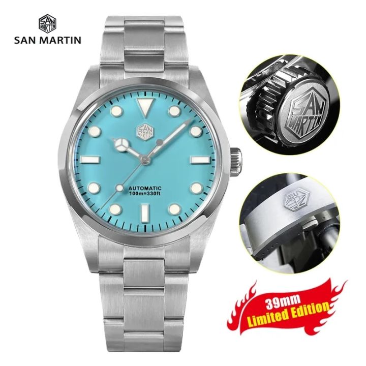 San Martin นาฬิการุ่นลิมิเต็ด39มม.,นาฬิกา SN020สีน้ำเงินปะการังสีดำ ...