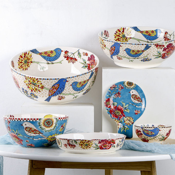 OMK American Style Ceramic Tableware Set Dinner Plate Deep Dish Salad ...