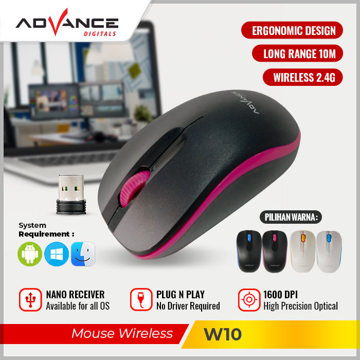 Advance Advance Mouse Wireless Laptop / Optical Mouse W10 Garansi Resmi ...