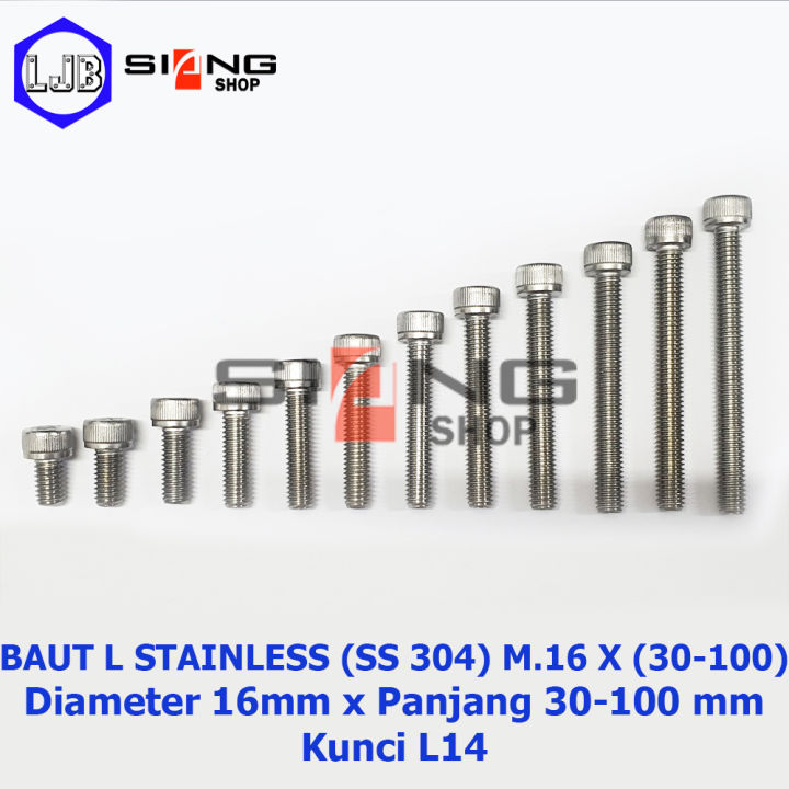 Baut L M16 Stainless 304 THE A2-70 | Lazada Indonesia