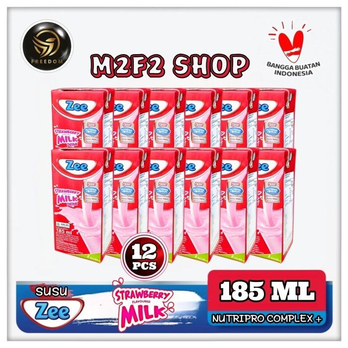 Zee Susu Kotak UHT Strawberry Milk | Stroberi - 185 ml (Kemasan 12 Pcs ...