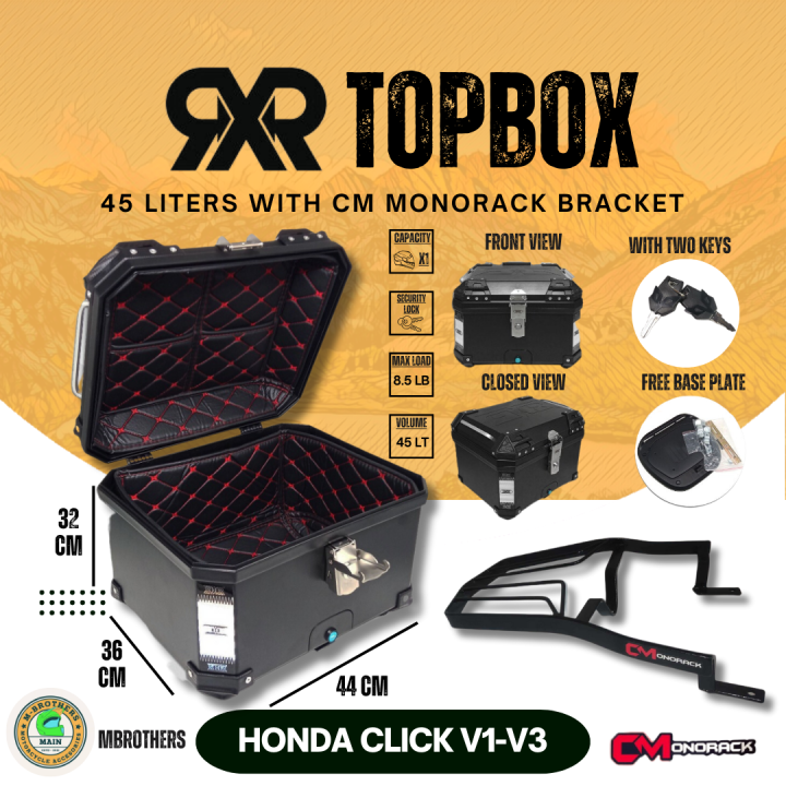 Set 45L RXR Hard Plastic Top Box Helmet Compartment Box With CM ...