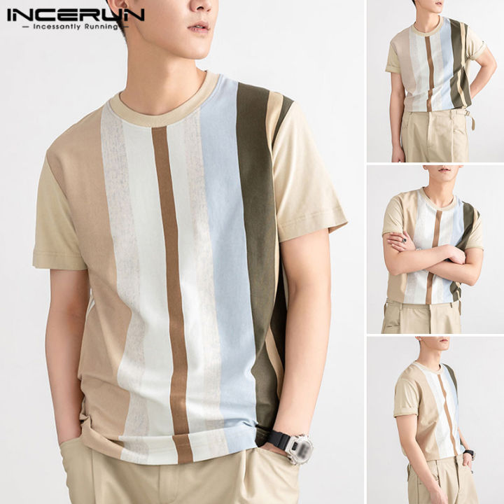 Beehoo INCERUN เสื้อยืดผู้ชาย,เสื้อยืดเสื้อแขนสั้นอเนกประสงค์เย็บปะติด ...