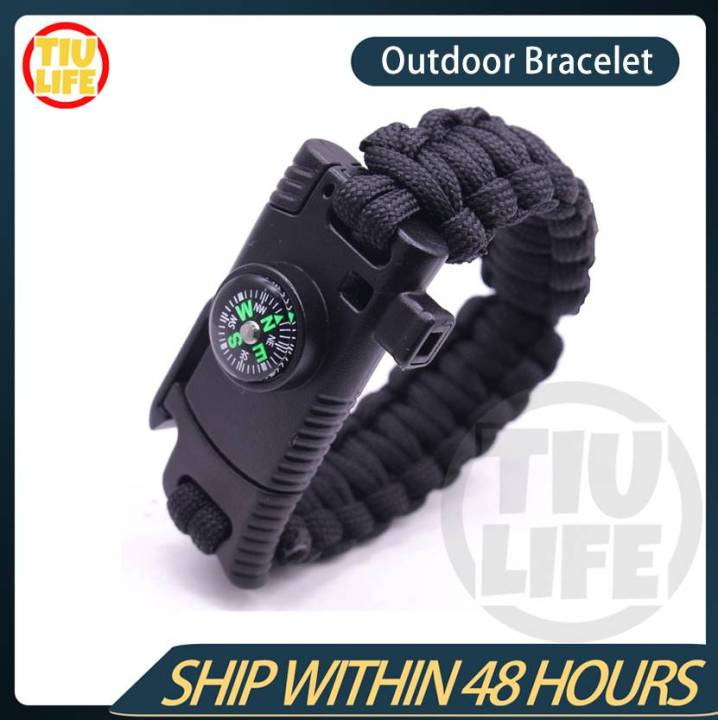 Outdoor Bracelet With Whistle Built In Compass Tough Nylon Bracelet ...