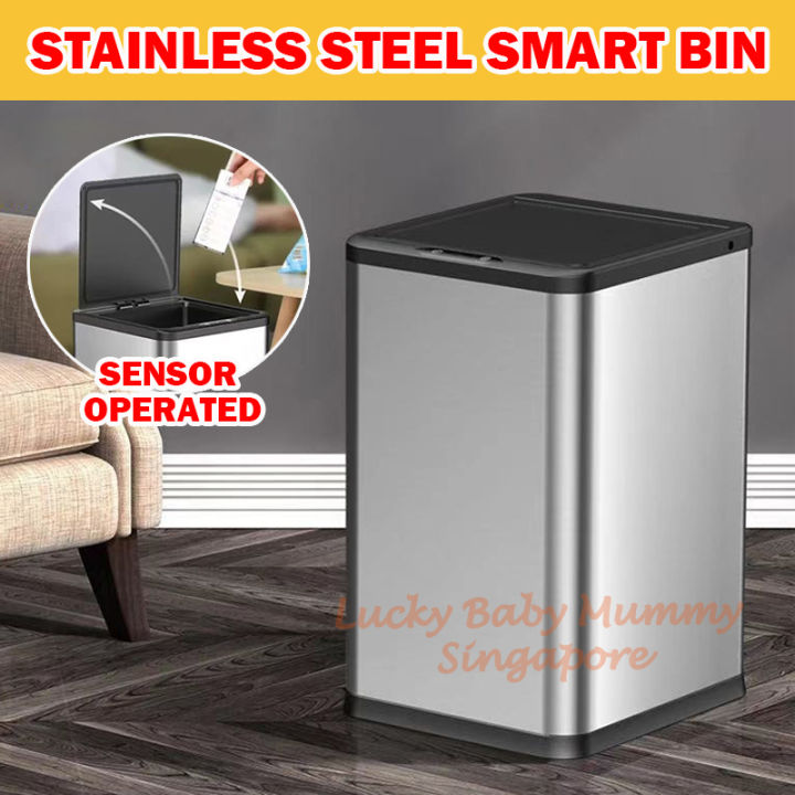 Stainless Steel Smart Dustbin Automatic Motion Sensor Stylish Bedroom ...