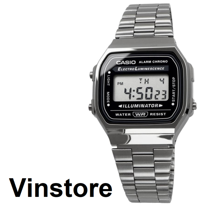 [Vinstore] Casio A168 Adjustable Grey Stainless Steel Digital Women Men ...