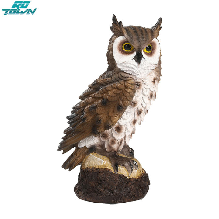 7 Inches Resin Fake Owl Lifelike Statue Garden Ornament For Decorating ...