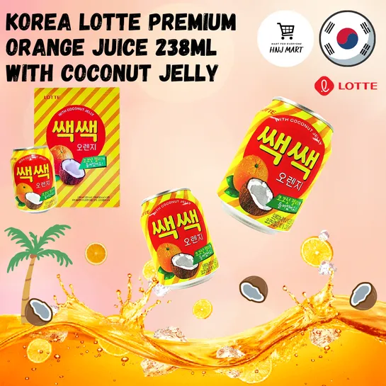 Korea Lotte Premium Orange Juice with coconut jelly 238ml Lotte SAC SAC Orange Juice with ...