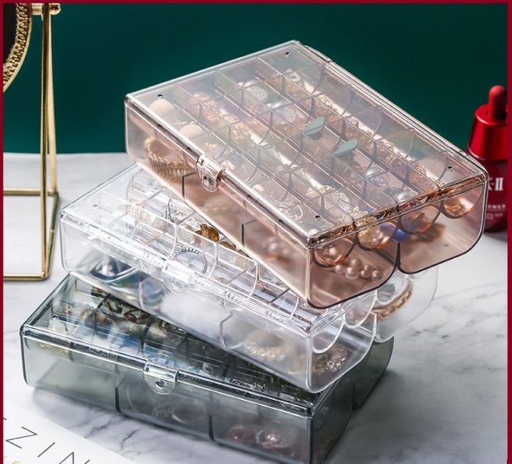Exquisite compartmentalized transparent jewelry box desktop dust-proof ...