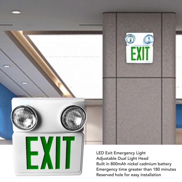 [MeiBoAll] Exit Emergency Light Combo Fire Evacuation Green Sign Dual ...
