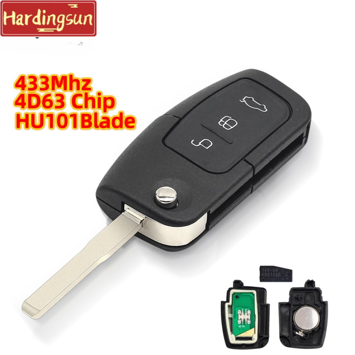 Hardingsun 433MHz 4D63 Chip Flip Remote Control Car Key For Ford Focus ...