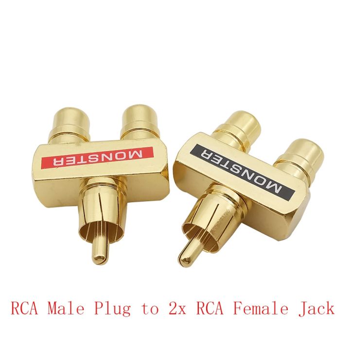 RCA Male Plug to 2x RCA Female Jack Audio Adapter Conversion Joint 3 ...