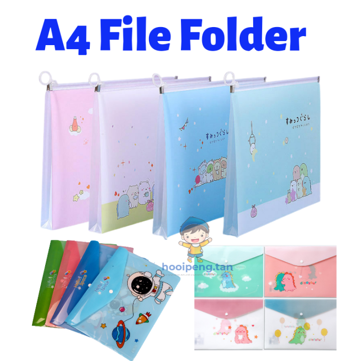 A4 File Folder Button File Zipper File Cartoon File Folder | Lazada