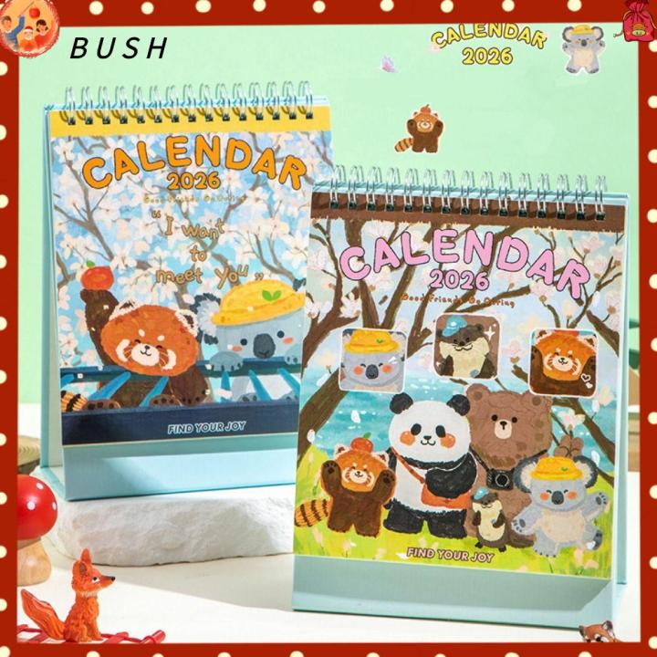 BUSH Memo Notes 2026 Desk Calendar Cartoon Animals Theme One Month to ...