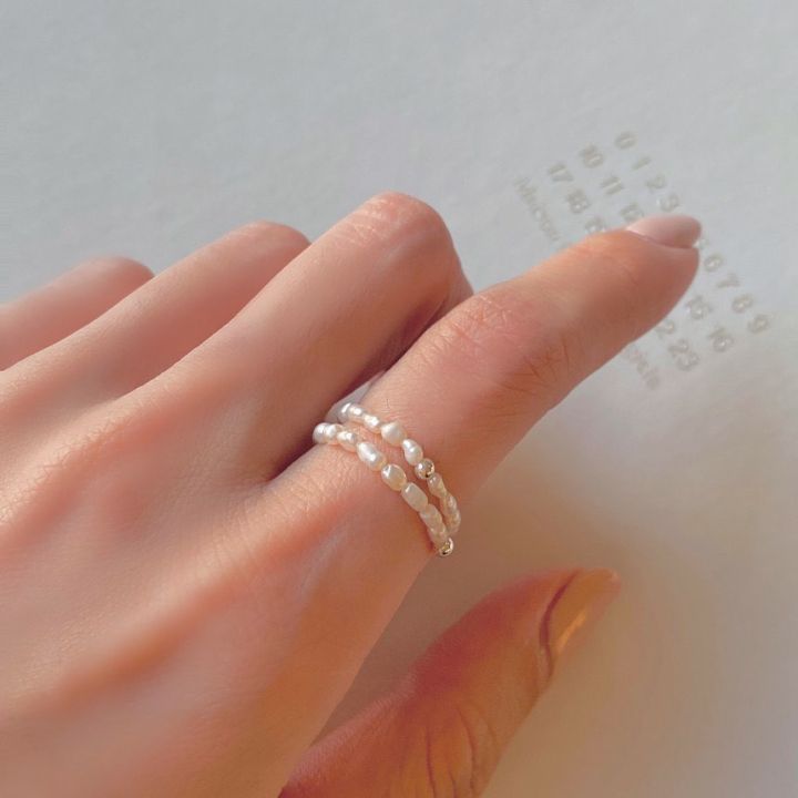 A.piece แหวนมุกน้ำจืด [all silver 925] Fresh pearl water ring (freesize) (25) | Lazada.co.th