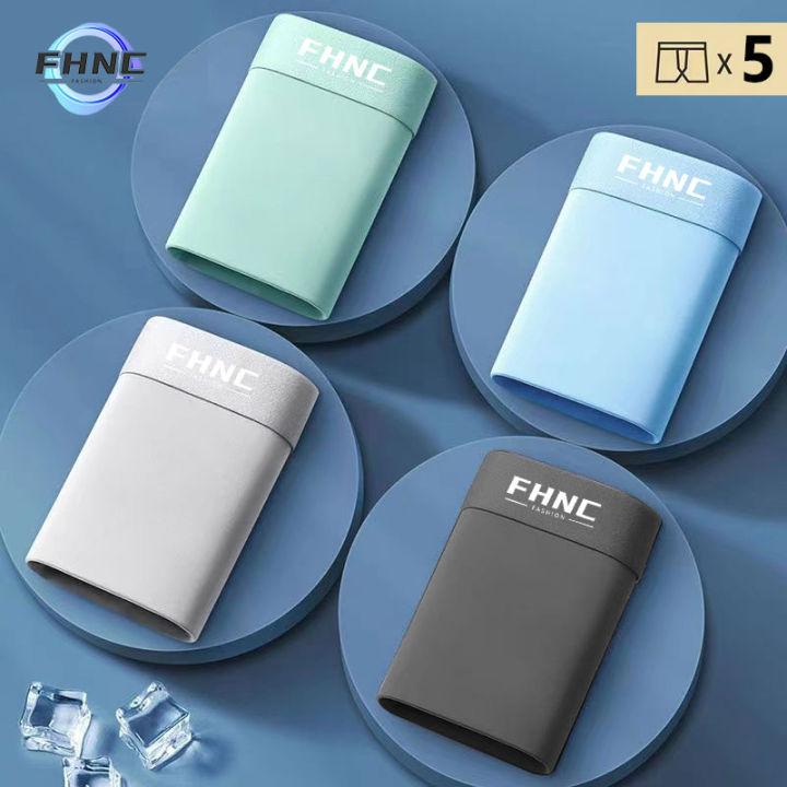 FHNC Men's boxer briefs ice silk men's 5 pcs Set underpants spandex ...