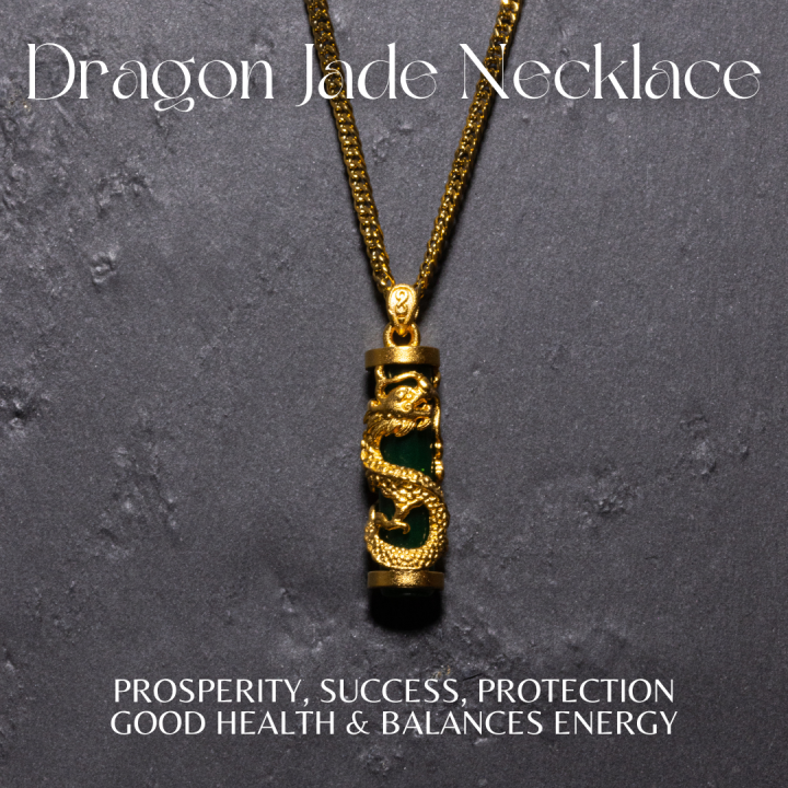 Dragon Jade Necklace (18K Gold Electroplated Stainless Steel, Non ...